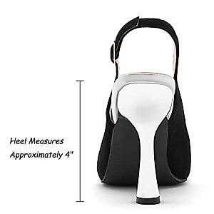 Frank Mully Women's Slingback Pumps Closed Pointed Toe Formal Party Wedding Dress Shoes Ankle Strap Slip On High Heel Sandals Black/Suede