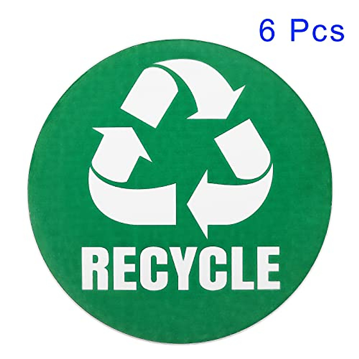 M METERXITY 6 Pack Recycle Sticker - Home Trash Can Labels, Strong Adhesion & Smooth Surface, Apply to Kitchen/Garden Trash Bin (5 Inch, White on Green)