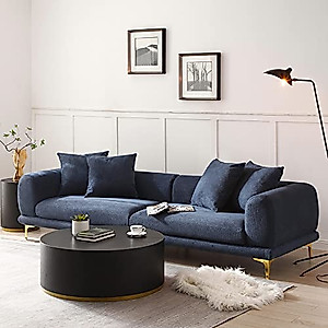 LyuHome Modern Sofa loveseat, 3 Seat Sofa Couch for Living Room, Comfy Couch, Deep Seat Sofa, mid-Century upholstered Sofa for Bedroom, Apartment 107inch (Blue)