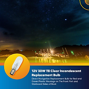 Technical Precision 12V 30W T8 Clear Incandescent Replacement Bulb for Perko-374-1 Light Bulb BA15D Double Contact Bayonet Base - Marine Lamp Light Bulb 8796X 374-1 10796-1 Pack