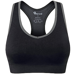 BAOMOSI Women's Seamless Racerback Sports Bra High Impact Support Yoga Gym Workout Fitness Black Blue Grey Purple Rose Red M