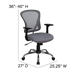 Flash Furniture Alfred Mid-Back Gray Mesh Swivel Task Office Chair with Chrome Base and Arms
