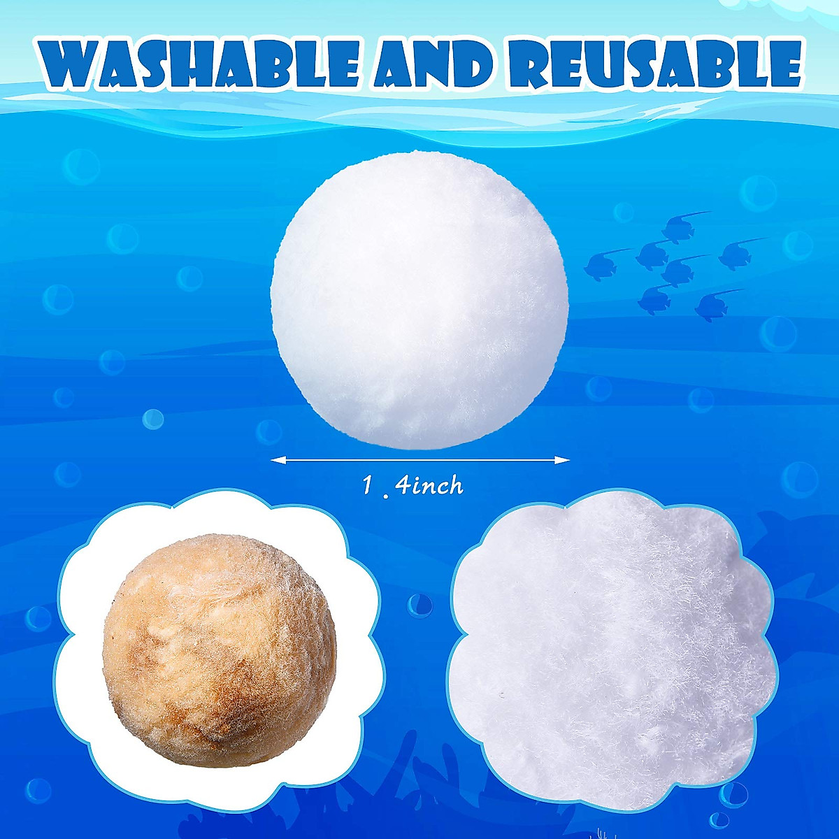 Pool Filter Sponge Balls Sand Pool Filter Media Filters Alternative to Sand and Filter Glass for Swimming Pool Hot Tub Spa Above Ground Pools and Fish Tank (1.5 LBS/ 700 g)