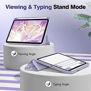 Fintie SlimShell Case for iPad Mini 7 (A17 Pro) 2024 / iPad Mini 6 2021 - [Built-in Pencil Holder] Soft TPU Protective Stand Back Cover for iPad Mini 7th/6th Generation 8.3 Inch, Composition Lilac