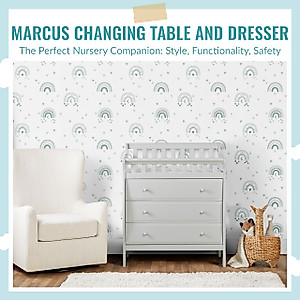Dream On Me Marcus Changing Table And Dresser In Grey, Features Three Spacious Drawers, Non-Toxic Finishes, Comes With 1" Changing Pad, Made Of Solid Wood