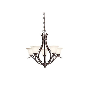 Kichler Dover 23" 5 Light Chandelier with Alabaster Swirl Glass in Antique Brass