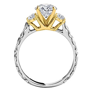 MauliJewels Diamond Rings | 0.5 Ct. Three Stone Real Engagement Ring for Women |4 Prong 14K Solid White Rose Yellow Two Tone Gold