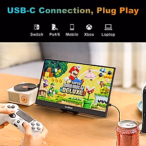 15.6" Portable Monitor FHD 1080P Travel Gaming Monitor HDR IPS Laptop Second Screen USB-C HDMI Magnetic Protective Cover & Dual Speakers, Computer External Display for PC Phone Xbox Switch PS4/5