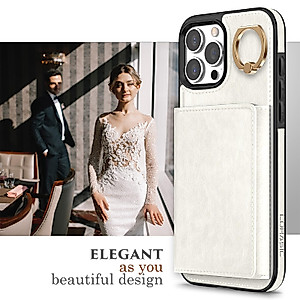 LOHASIC for iPhone 15 Pro Max Wallet Case, 6 Card Holder, Detachable Magnetic Back, Compatible with Mag-Safe, Ring Stand, PU Leather Credit Slot ProMax Phone Cover to Women, 6.7 Inch - White