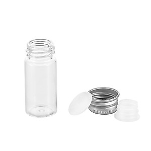 CCTVMTST 50PCS 20ml Glass Vials with Screw Caps and Plastic Stoppers, Small Clear Liquid Sample Vial, Included pipette and Labels