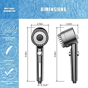 PWERAN Filtered Shower Head with Handheld, High Pressure Water Flow and Multiple Spray Modes Shower Head with Filter, Power Wash for Hard Water, Showerhead with ON/OFF Switch for Pets Bath