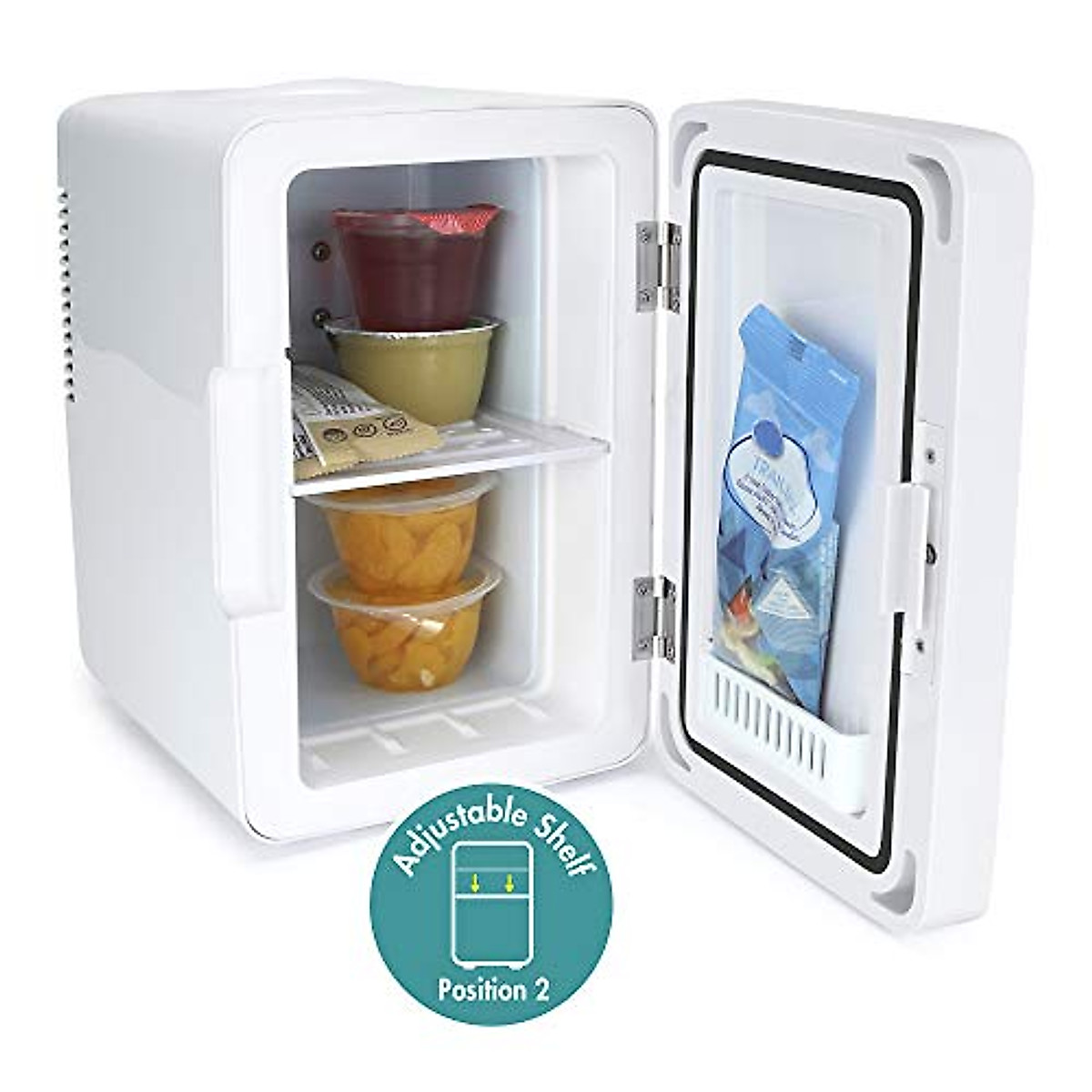 LED Lighted Mini Fridge with Mirror Door, White