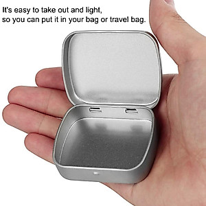 AKOAK 3 Pcs 2.4 x 1.7 x 0.6 Inches Rectangular Empty Hinged Tins Box Containers for First Aid Kit,Survival Kits,Storage,Herbs,Pills,Crafts and More (Silver)