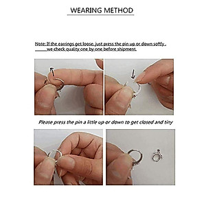 Star Cubic Zirconia Huggie Hoop Earrings for Women Teen Girls Sterling Silver Constellation Cartilage Cute Charms CZ Sleeper Small Hoop Dainty Stars Earrings Hypoallergenic Sensitive Ear Jewelry