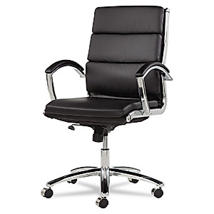 Alera ALENR4219 Neratoli Series Mid-Back Slim Faux Leather Chair - Black/Chrome