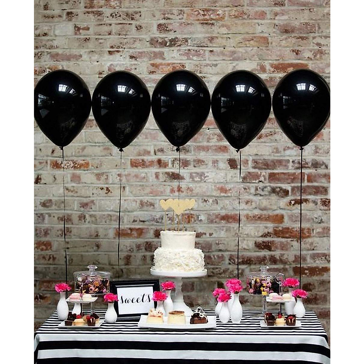 KBZVNAF Black Balloons Latex Party Balloons - 50 Pack 12 inch Helium Matte Black Balloons for Wedding Graduation Baby Shower Birthday Party Decorations