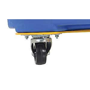 Vestil DRUM-DP-HD-55-BU Polyethylene Heavy Duty Drum Dolly 55 Gallon 24-1/4 in. x 24-1/4 in. x 8-1/2 in. 600 Lb. Capacity Blue/Yellow