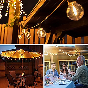ALL FORTUNE Solar Outdoor String Lights, 15FT G50 Patio Lights String Waterproof with 10 Warm White LED Shatterproof Bulbs, Perfect for Garden, Backyard, Pergola, Party, Cafe, Camping Decoration