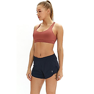 icyzone Padded Strappy Sports Bra Yoga Tops Activewear Workout Clothes for Women (M, Copper Brown)