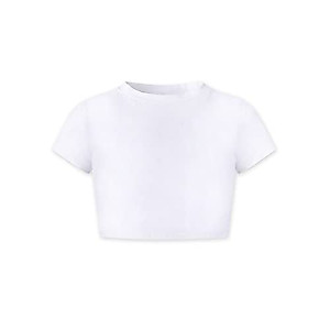 SANGTREE Girls Clothes 2 Piece Set, White Short Sleeve Crop Tops + Purple Camo Cargo Jogger Pants Clothes, 7-8 Years = Tag 140