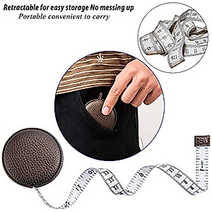 3m/120" Tape Measure Body Measuring Tape for Body Cloth Tape Measure for Sewing Fabric Tailors Medical Measurements Tape Dual Sided Leather Tape Measure Retractable (Dark Brown)