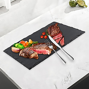 ZOENHOU 8 Pack 12x8 Inch Slate Cheese Board,Natural Rectangle Slate Cheese Plates, Black Slate Serving Plates For Cheese,Meat,Appetizers