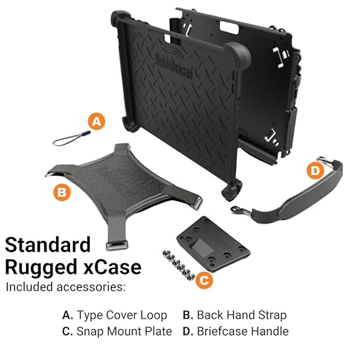 MobileDemand Ultra Rugged Standard Case for Microsoft Surface Go, Go 2, Go 3, Go 4 – Heavy Duty Tablet Case – Briefcase Handle, Hand Strap, Keyboard Compatible – Shock Absorbing, Fully Protective Case