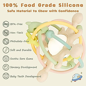 Baby Teething Toys, DDMY Manhattan Rattle Baby Toys 0-6 Months Infants, Baby Chew Toys for Sucking Needs, Silicone Sensory Teething Pacifiers for Baby, Baby Teether Toy 6 to 12 Months Baby Gift