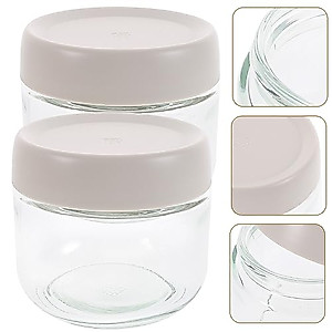 Cabilock 2PCS Glass Storage Jars Airtight Food Containers with Lids 280ml Small Clear Canisters for Pantry Kitchen Tea Coffee Sugar Snack Cereal