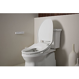 KOHLER 27142-CR-0 PureWash E700 Elongated Heated Bidet Toilet Seat with Remote Control, Bidet Warm Water, Adjustable Bidet Sprayer for Existing Toilets, White