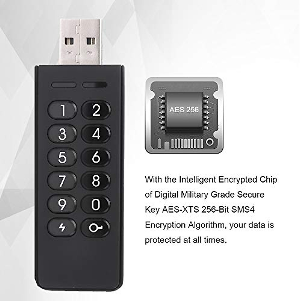 Encrypted USB Drive, INNÔPLUS Secure Flash Drive 256-bit 16 GB, U Disk USB 2.0, Hardware Password Memory Stick for Personal Protection, Aluminum Shell with FIPS Validated, Military Encryption Keypad