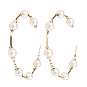 Pearl Hoop Earrings for Women Fashion Hypoallergenic Girls Pearl Earrings Drop Dangle Earrings Jewelry Gifts