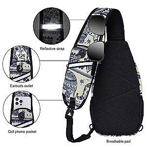 N NEVO RHINO Sling Backpack Multipurpose Crossbody Bag Sling Bag Daypack for Travel Hiking Sports (Lucky Elephant6)
