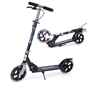 LJHBC Wheel Scooter Adult City Push Scooter Large 210mm Wheel Front and Rear Brake Easy to fold Easy to Carry Bearing 100kg (Color : Black)