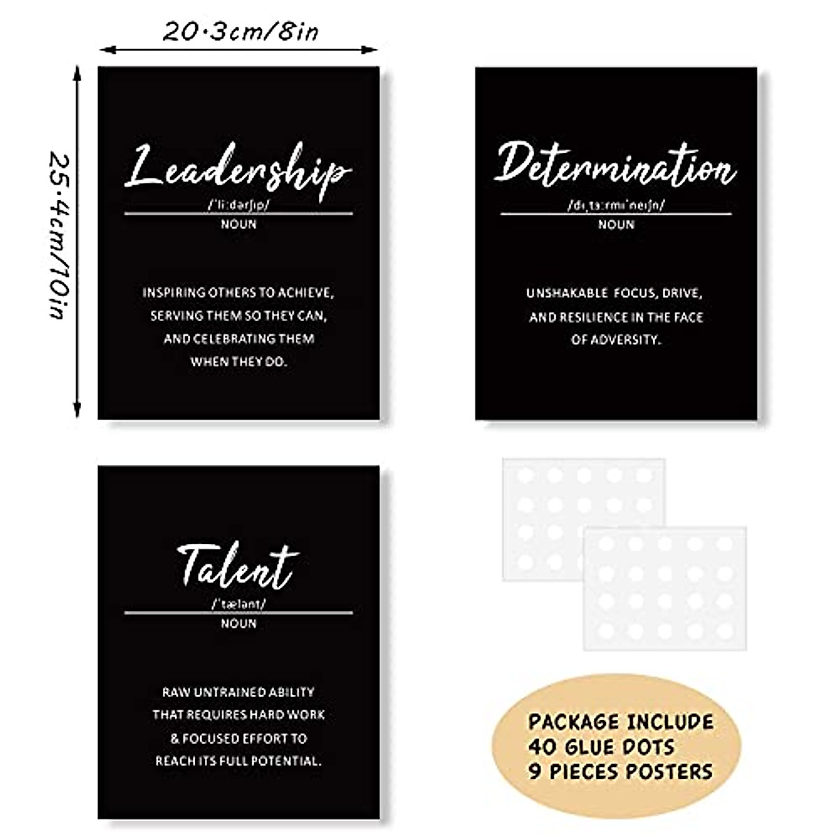 9 Pieces Inspirational Phrases Wall Art Prints Motivational Sayings Quote Posters Positive Prints Decorations for Teens Adults Living Room Office Classroom College Decoration, Unframed, 8 x 10 Inch