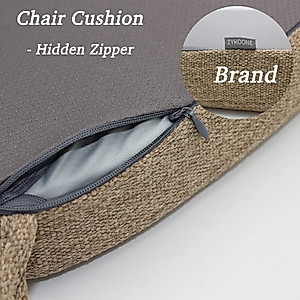 ZYHOONE Chair Cushion with Ties for Dining Chairs - Thick and Comfortable Non Slip Kitchen Seat Pad for Dining Room with Machine Washable Cover [15 X 15 X 2 Inches] - Natural Linen
