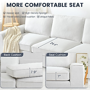 HALLYBEE 101" Modular Sectional Sofa Convertible L Shaped Couch with Storage Ottoman Linen White Couch with Chaise Comfy Sectional Couches for Living Room Apartment Office