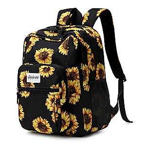 abshoo Classical Basic Womens Sunflower School Backpack For College Teen Girls Water Resistant Bookbag (Sunflower Black)