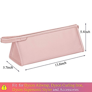 BAGCRAZY Pu Leather Travel Case Travel Case Compatible with Dyson Airwrap Styler, Portable Waterproof Dyson Airwrap Travel Case, Organizer Bag for Shark FlexStyle Attachments Storage, Pink