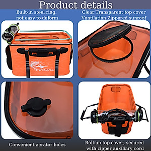 WHCDSTGJ Transparent Top Cover Fishing Bucket, Foldable Fish Bait Bucket, Multifunctional Minnow Bucket, Live Fish Container, Fish Protection Bucket, Outdoor Camping Fishing Bag.