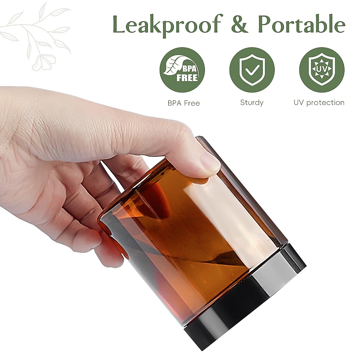 Qeirudu 8 oz Amber Plastic Jars with Lids and Labels, 12 Pack Empty Brown Body Butter Containers for Body Scrub, Cosmetic Beauty Products, Creams and Lotion