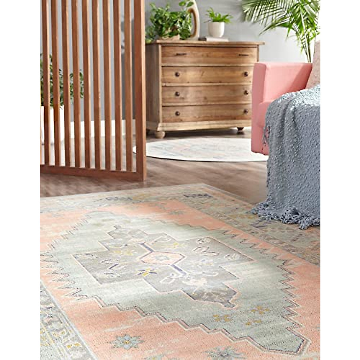 Unique Loom Whitney Collection Southwestern Geometric Area Rug (8' 0 x 10' 0 Rectangular, Powder Pink)