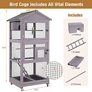 Bird Cage Outdoor Parakeet Cage Large Wooden Aviary Cage Indoor Parrot Cage House
