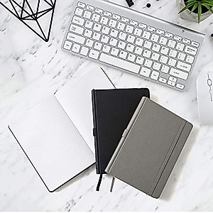 2 Pack Dotted Notebook Journal, Dot Grid Notebook and Journal Hardcover Thick Paper A5 with Inner Pocket, 96 Sheets/192 Pages per Notebook, 5.8“×8.2” Inch (Black, Dotted)