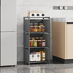 RIIPOO Storage Cube Shelves, 3-Cube Organizer Shelf for Bedroom Closet, 4-Layer Small Bookshelf, Bookcase Unit for Small Spaces