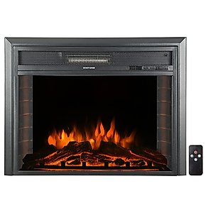 23 inch 750W/1500W Electric Fireplace Inserts with Remote Control in Wall recessed, Energy Saving Insert Fireplace Heater Indoor Glass View, Black