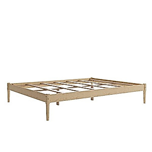 DHP Lorriana 14" Solid Pine Wood Platform Bed Frame, Queen Size, Natural