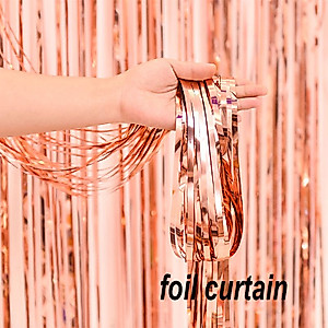 MSMANCY Rose Gold Birthday Decorations for Women Girl 54pcs with HAPPY BIRTHDAY Banner Curtains Bottle Crown Heart Star LED light and Balloons for Birthday Party Supplies (Rose-gold)