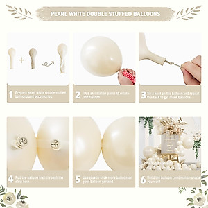 Pearl White Balloons, 78Pcs Double Stuffed Balloons Arch Kit Different Sizes 18/12/10/5 Inch Pearl Ivory Balloon Garland Kit for Wedding Bridal Baby Shower Engagement Birthday