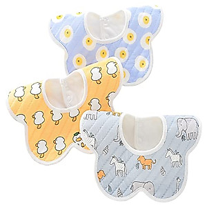 Eimmabey Baby bandana bibs for Eating and Drooling 3 Pack 360 Rotate Baby Feeding Bibs for Boys and Girls Soft Organic Cotton